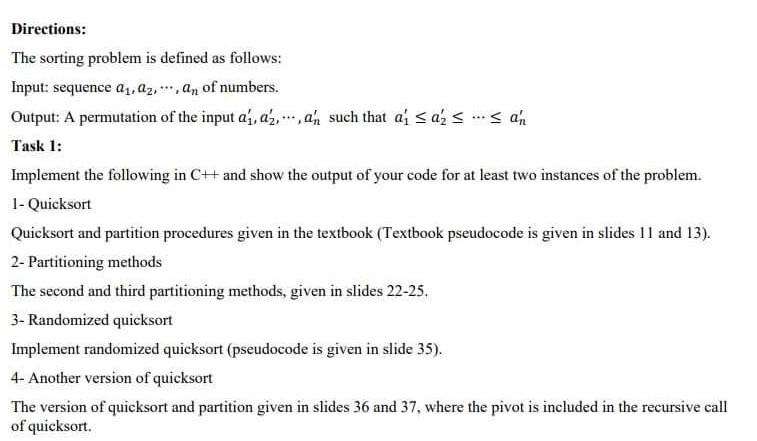Directions: The sorting problem is defined as | Chegg.com
