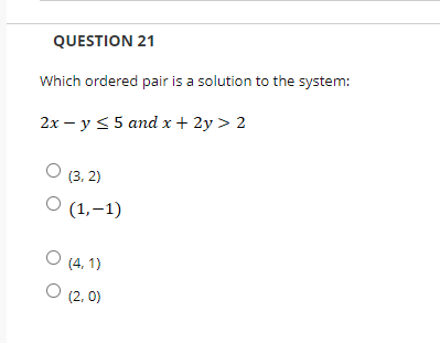 Solved Which ordered pair is a solution to the system: | Chegg.com