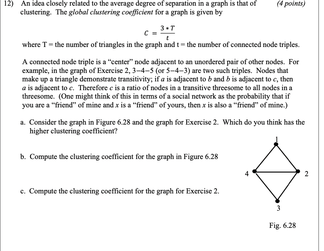 An idea closely related to the average degree of | Chegg.com