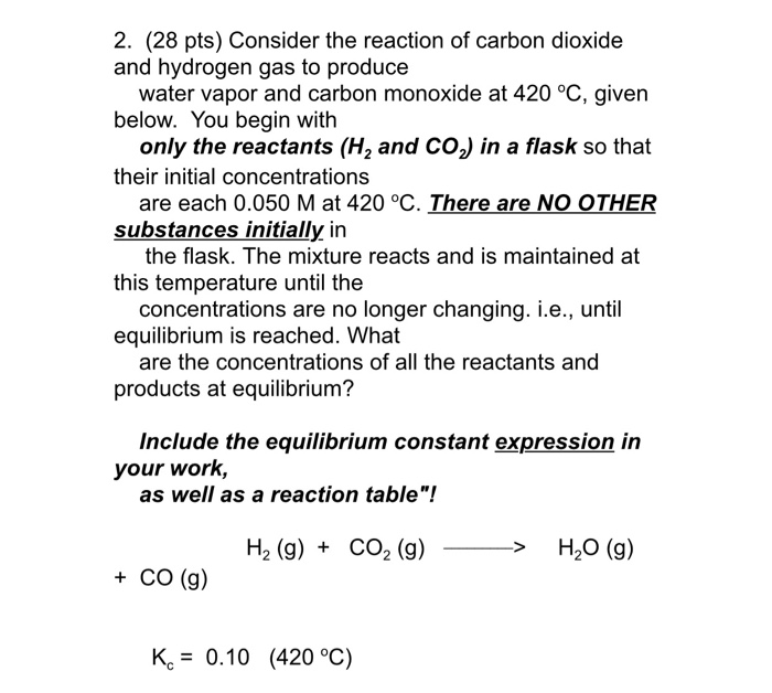 Solved 2. (28 pts) Consider the reaction of carbon dioxide | Chegg.com