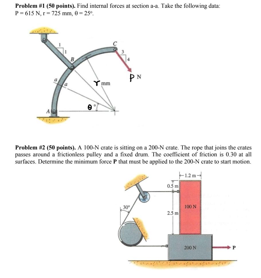 Solved Problem #1 (50 points). Find internal forces at | Chegg.com