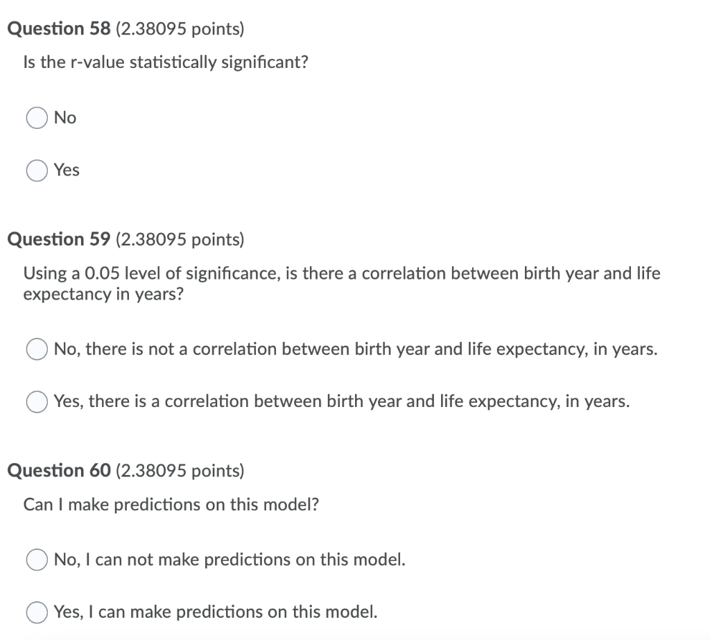 Solved Can you predict the life expectancy for an individual | Chegg.com