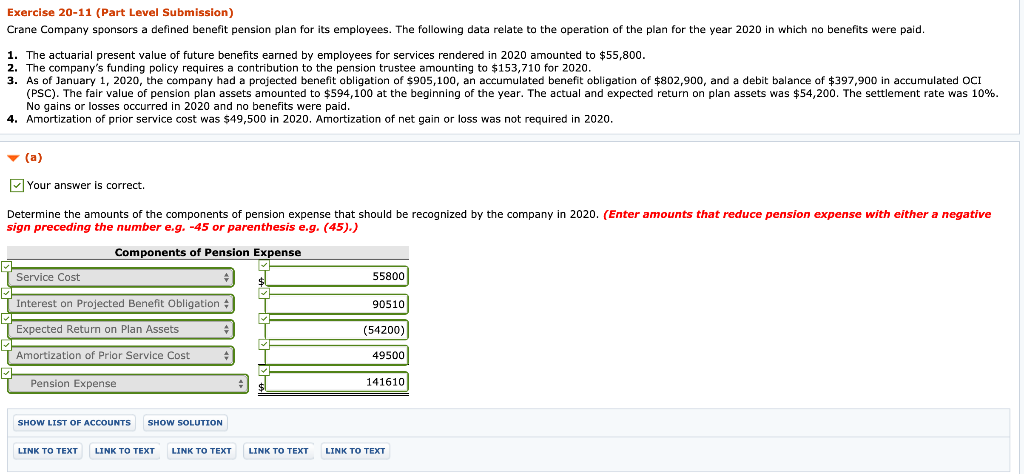 Solved Exercise 20-11 (Part Level Submission) Crane Company | Chegg.com