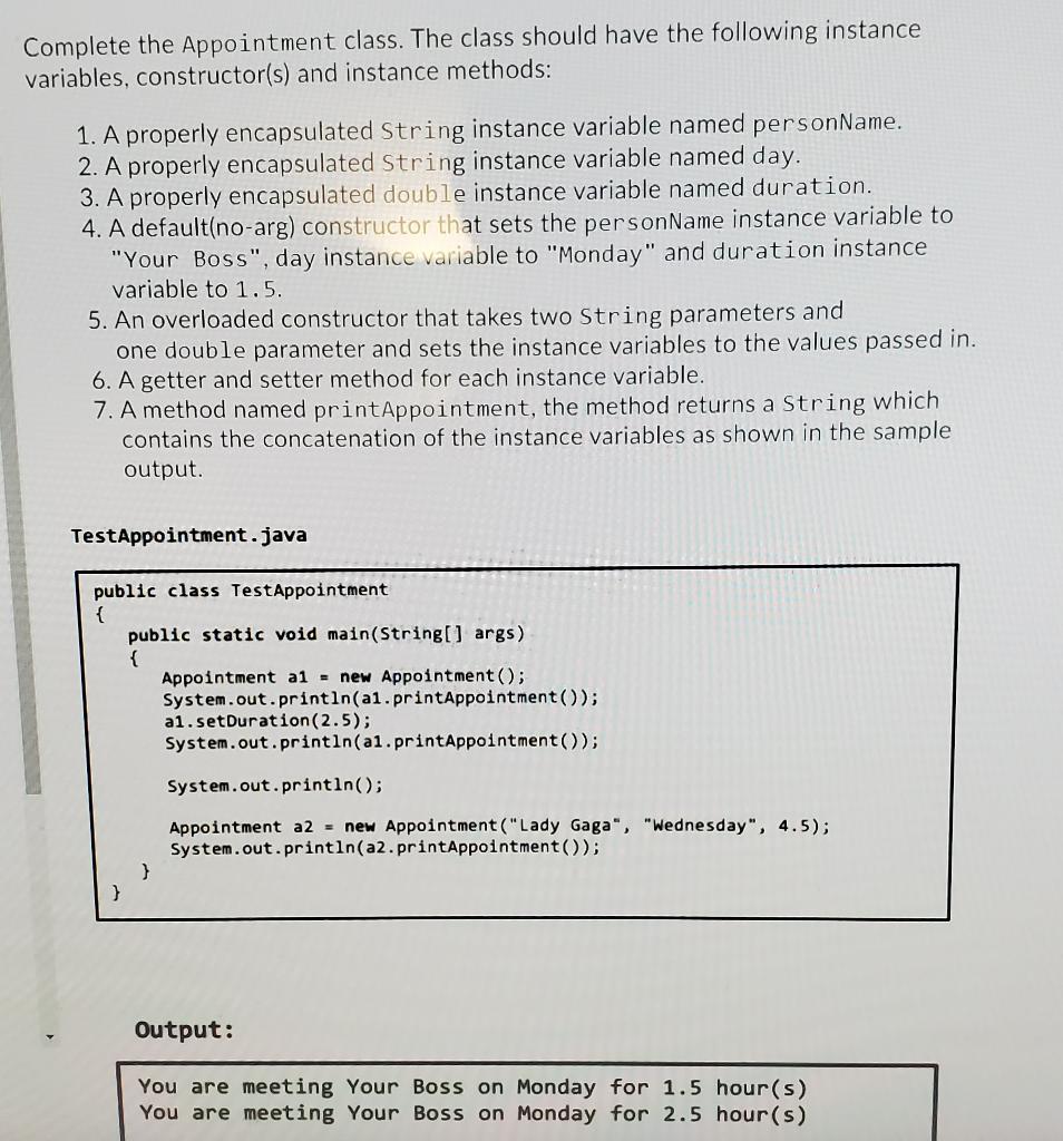 Solved Complete the Appointment class. The class should have | Chegg.com