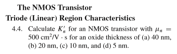 Solved NMOS TRANSISTOR MATHEMATICAL MODEL SUMMARY Equations | Chegg.com