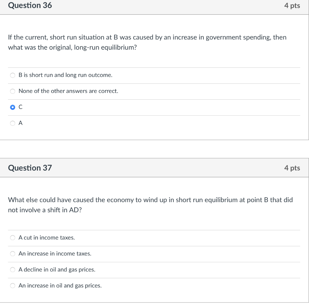 Solved Р LRAS SRAS PA ΙΑ B Pg 1 Pc C AD YE Y Use the diagram | Chegg.com