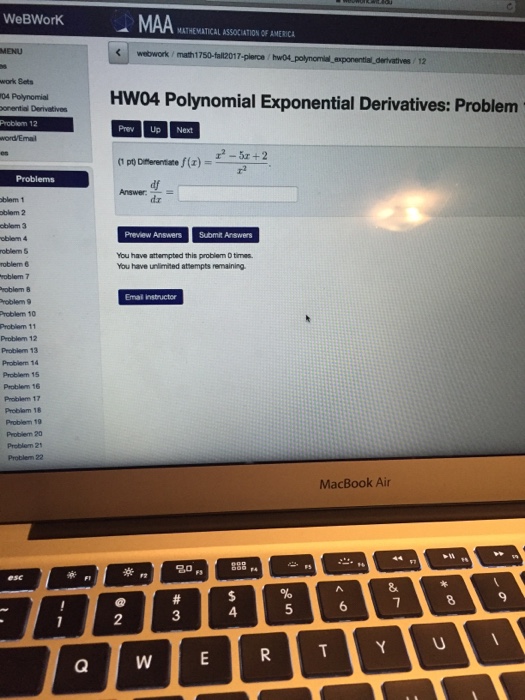 Solved HW04 Polynomial Exponential Derivatives: Problem 6 | Chegg.com