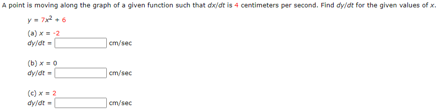 Solved A point is moving along the graph of a given function | Chegg.com