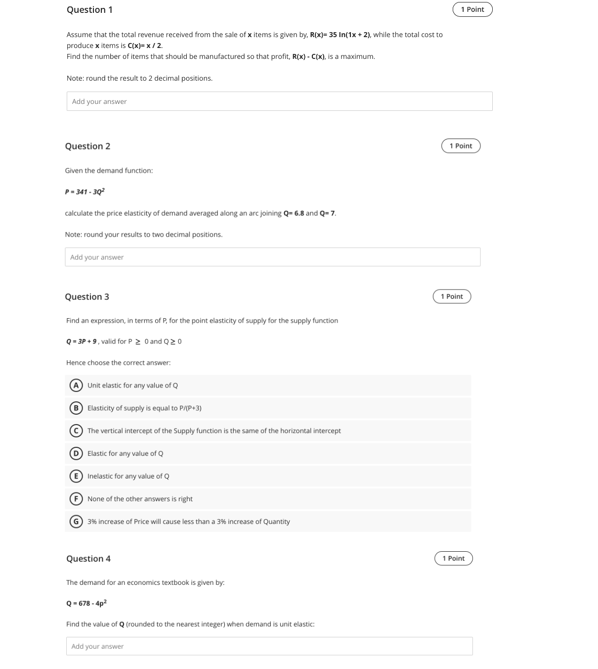 Solved 2 ﻿decimal positions.Question 11 ﻿PointAssume that | Chegg.com