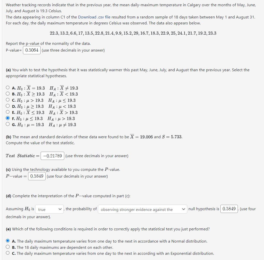 Solved Weather tracking records indicate that in the | Chegg.com