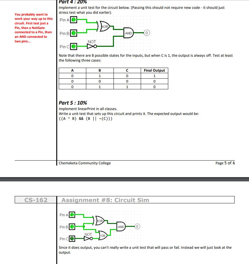 CS-162 Assignment #8: Circuit Sim Code Guidelines | Chegg.com