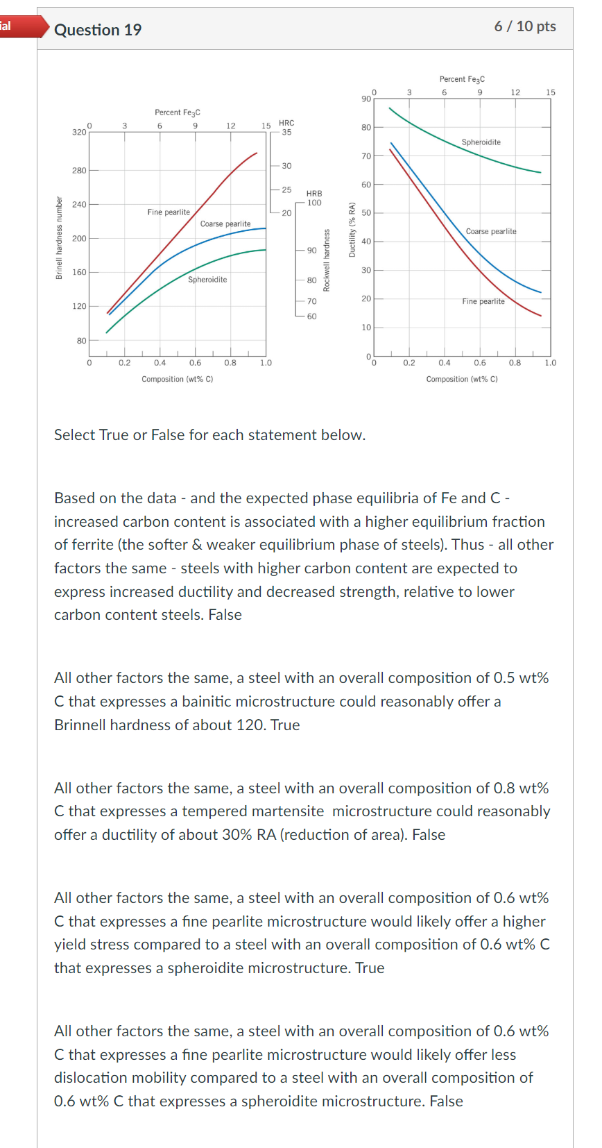 Solved Select True or False for each statement below. Based | Chegg.com