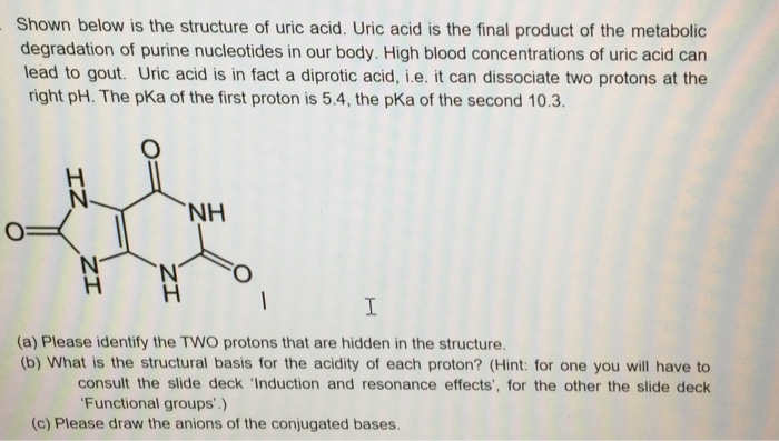 Solved Shown below is the structure of uric acid. Uric acid | Chegg.com