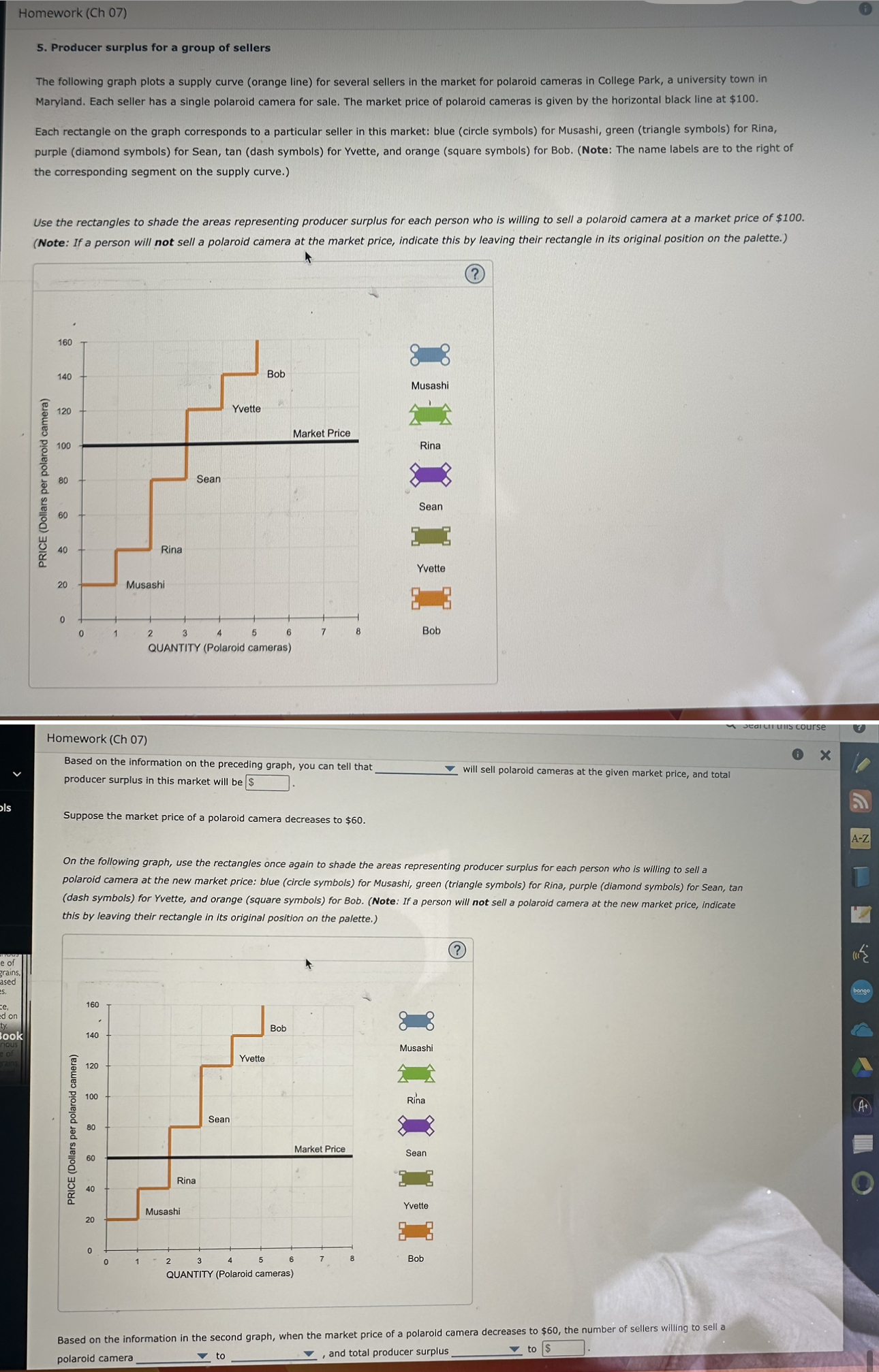 Solved Use the rectangles to shade the areas representing | Chegg.com