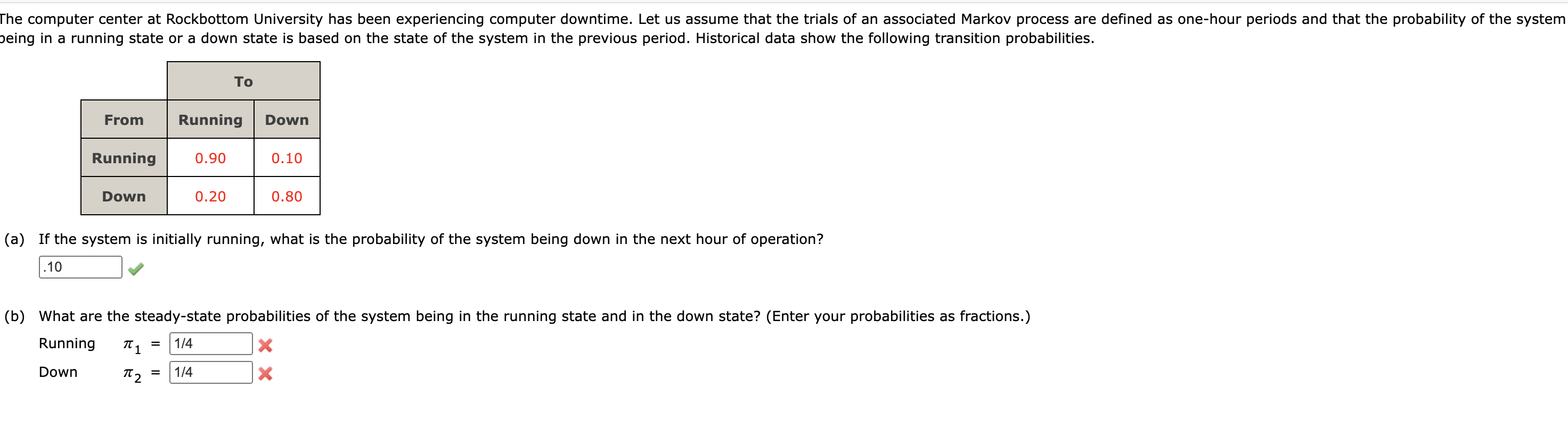 Solved eing in a running state or a down state is based on | Chegg.com