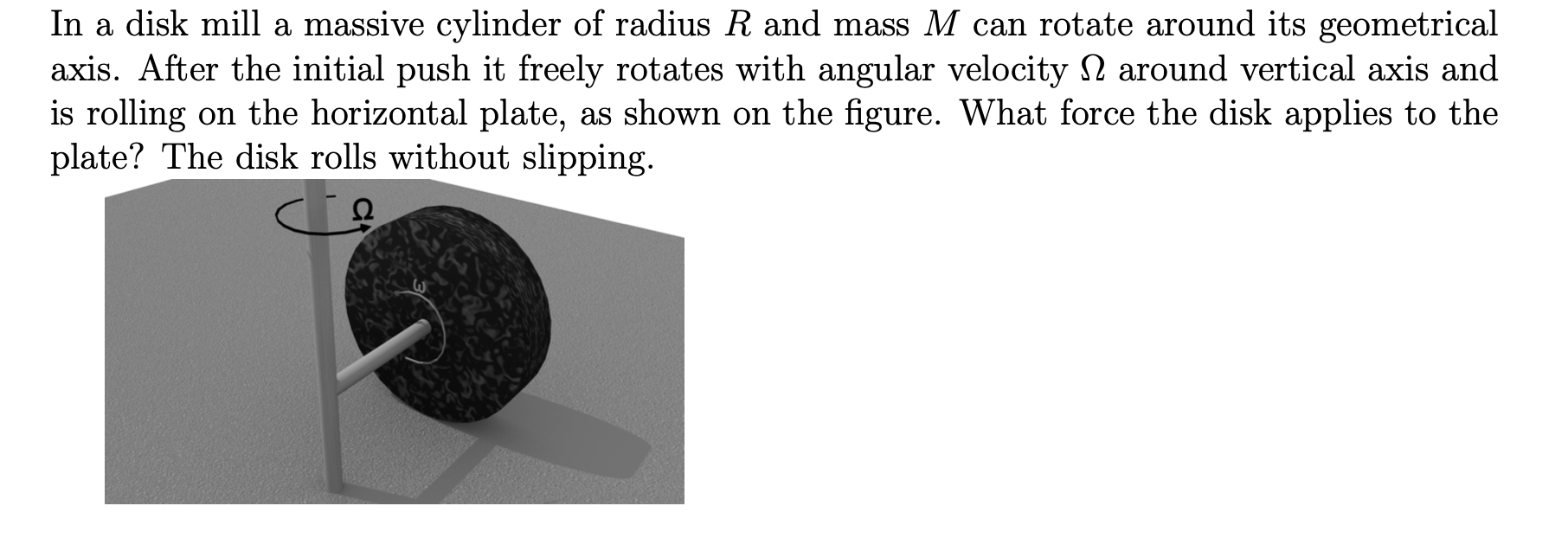 Solved In a disk mill a massive cylinder of radius R and | Chegg.com