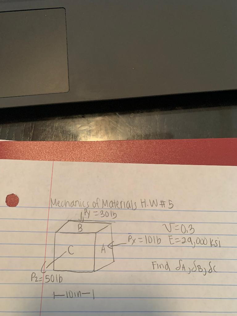 Solved Mechanics of Materials H.W#5 V=101 bE=0,3=29,000ksi | Chegg.com