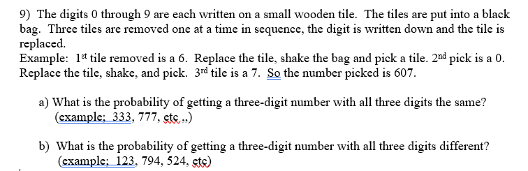 Solved 9) The digits 0 through 9 are each written on a small | Chegg.com
