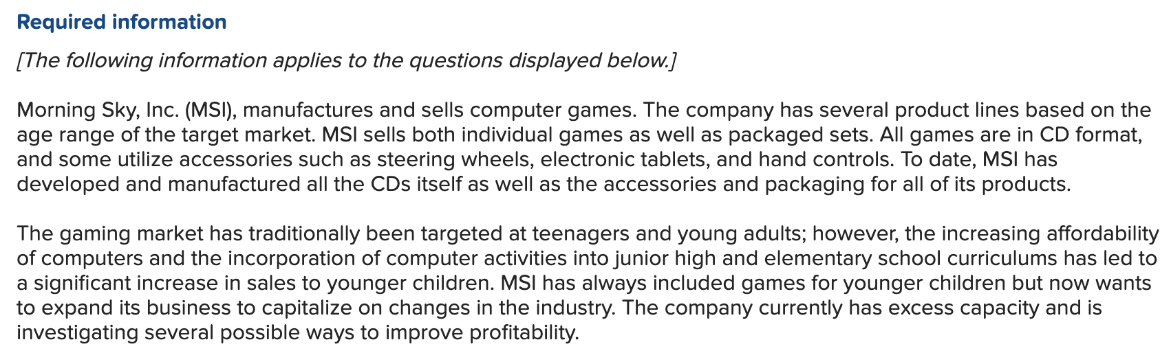 Solved Required information [The following information | Chegg.com