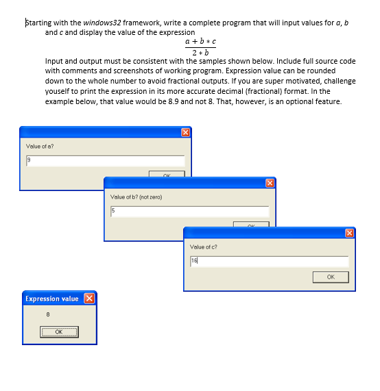 Solved Starting with the windows 32 framework, write a | Chegg.com