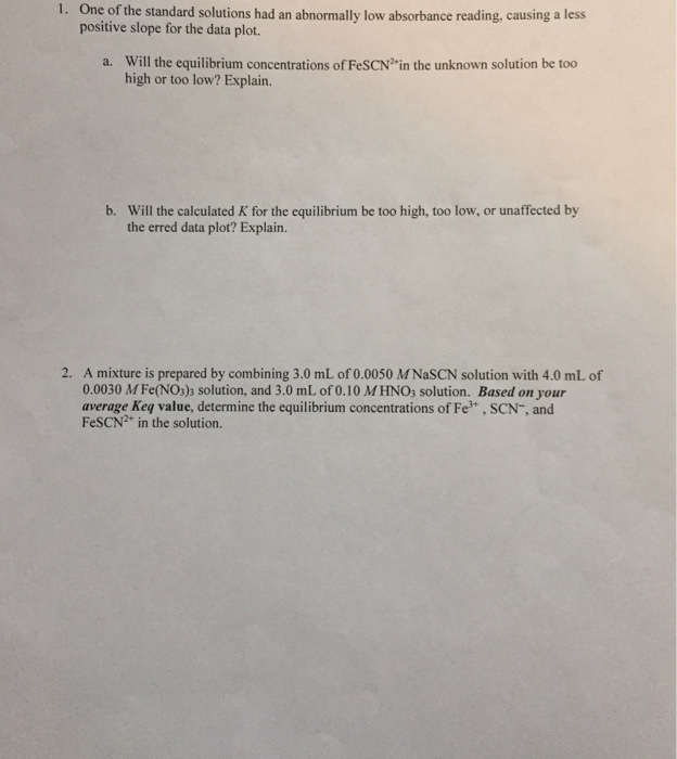 Chem 182: Experiment 5 The Determination of an | Chegg.com