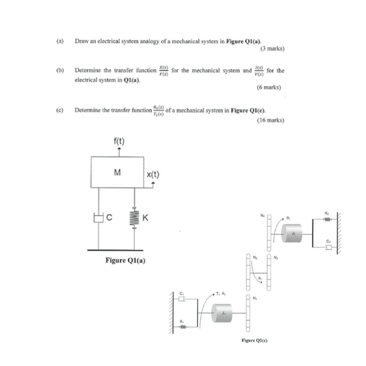 Solved (a) Draw an electrical system analogy of a mechanical | Chegg.com