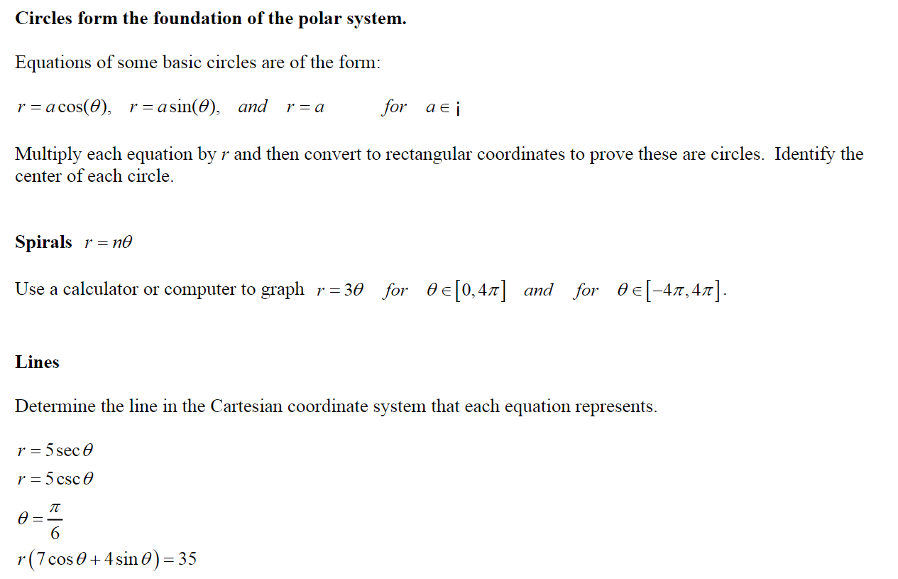 Solved Circles form the foundation of the polar system. | Chegg.com