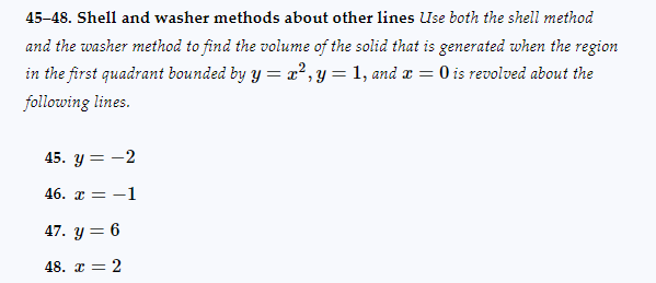 Solved 45-48. Shell and washer methods about other lines Use | Chegg.com