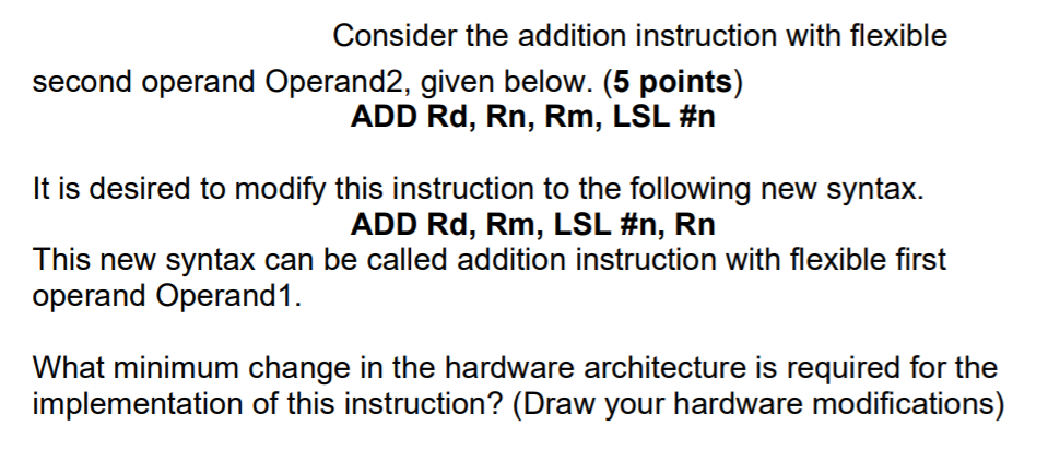 Consider the addition instruction with flexible | Chegg.com