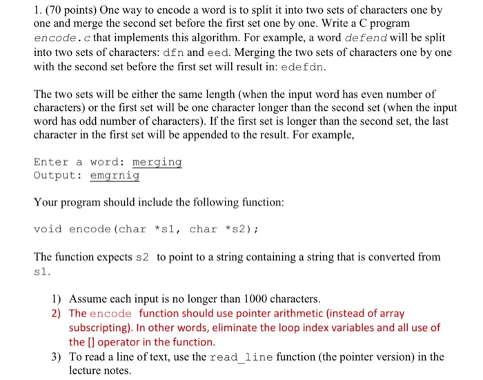 Solved 1. (70 points) One way to encode a word is to split | Chegg.com