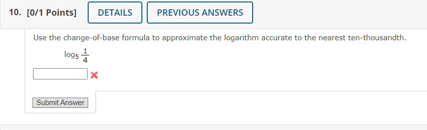 Solved 10. [0/1 Points] DETAILS PREVIOUS ANSWERS Use the | Chegg.com