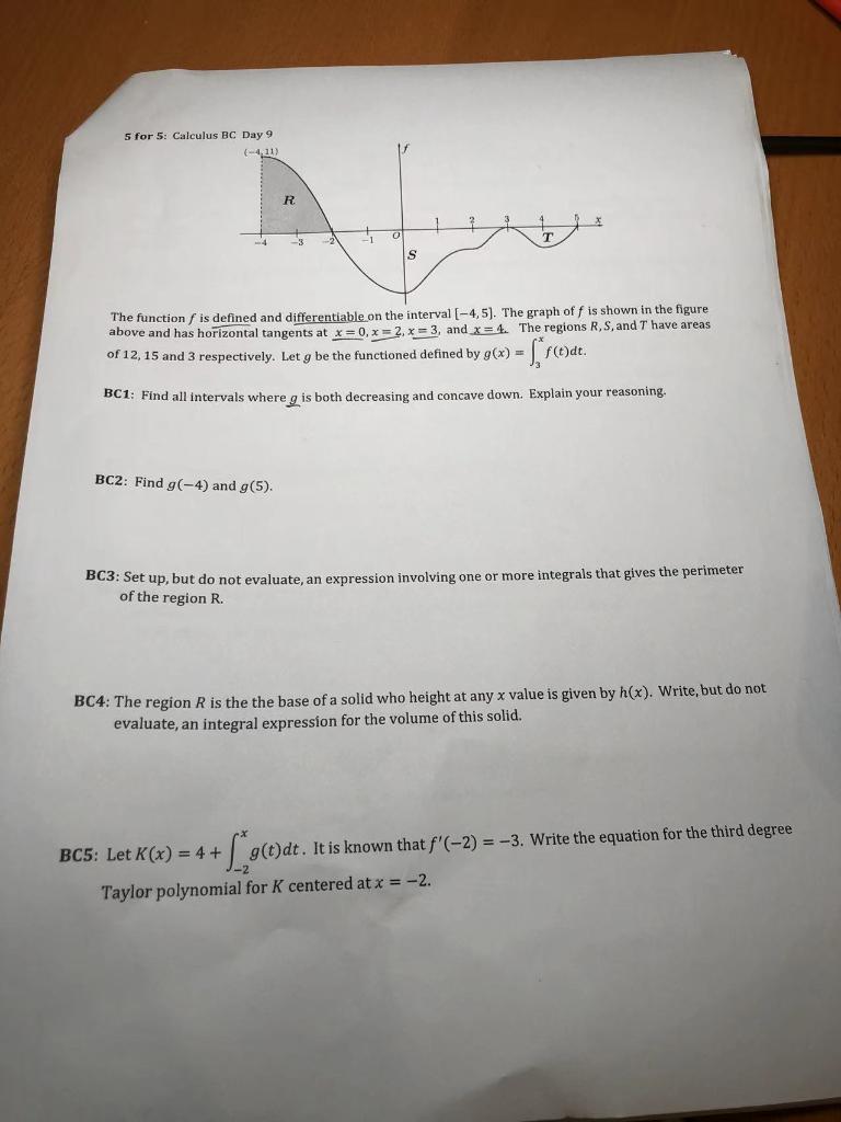 Solved 5 for 5: Calculus BC Day 9 R 1 즈 0 s of 12, 15 and 3 | Chegg.com