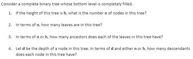 Solved Consider a complete binary tree whose bottom level is | Chegg.com