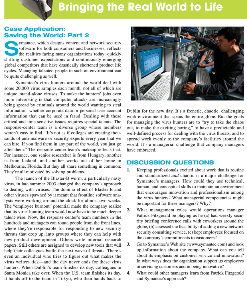 Solved Bringing the Real World to Life Case Application: | Chegg.com