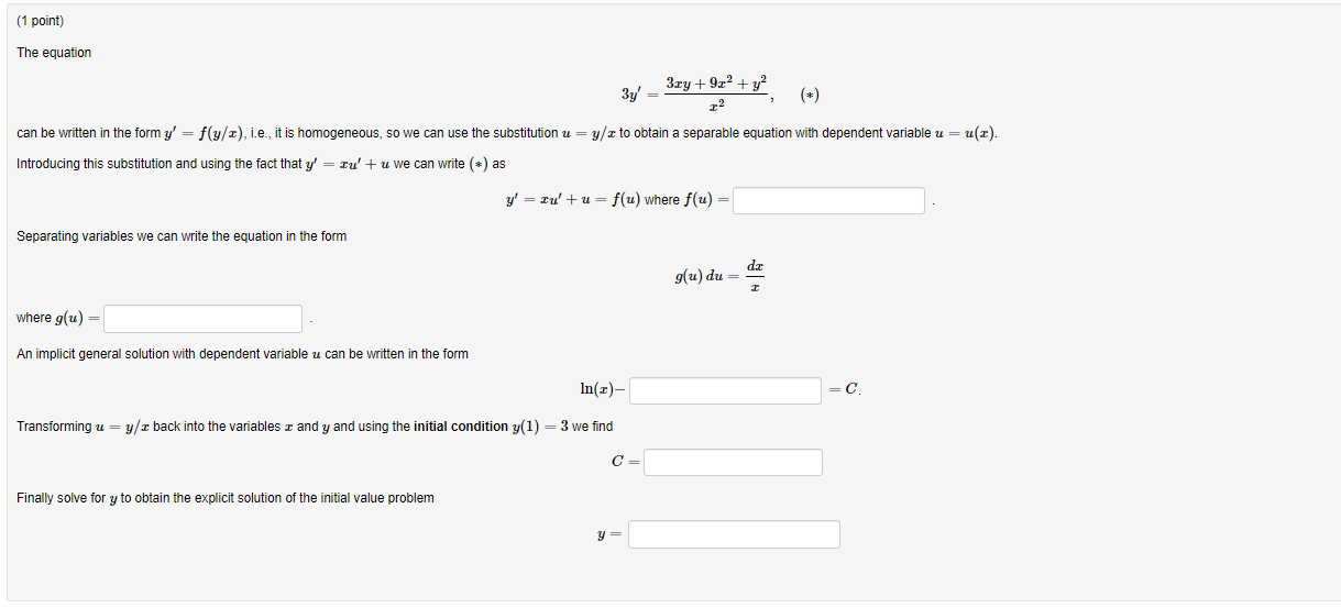 Solved The equation 3y′=x23xy+9x2+y2 can be written in the | Chegg.com