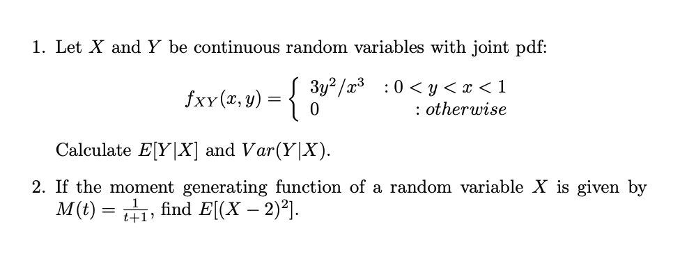 Solved Let X and Y be continuous random variables with joint | Chegg.com