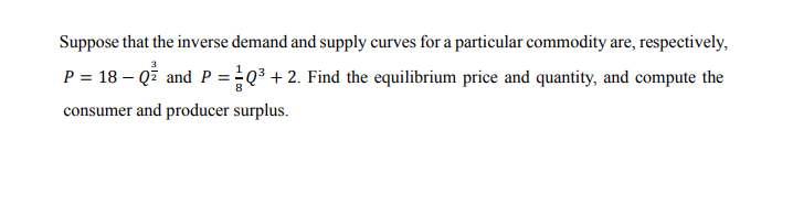 Solved Suppose that the inverse demand and supply curves for | Chegg.com
