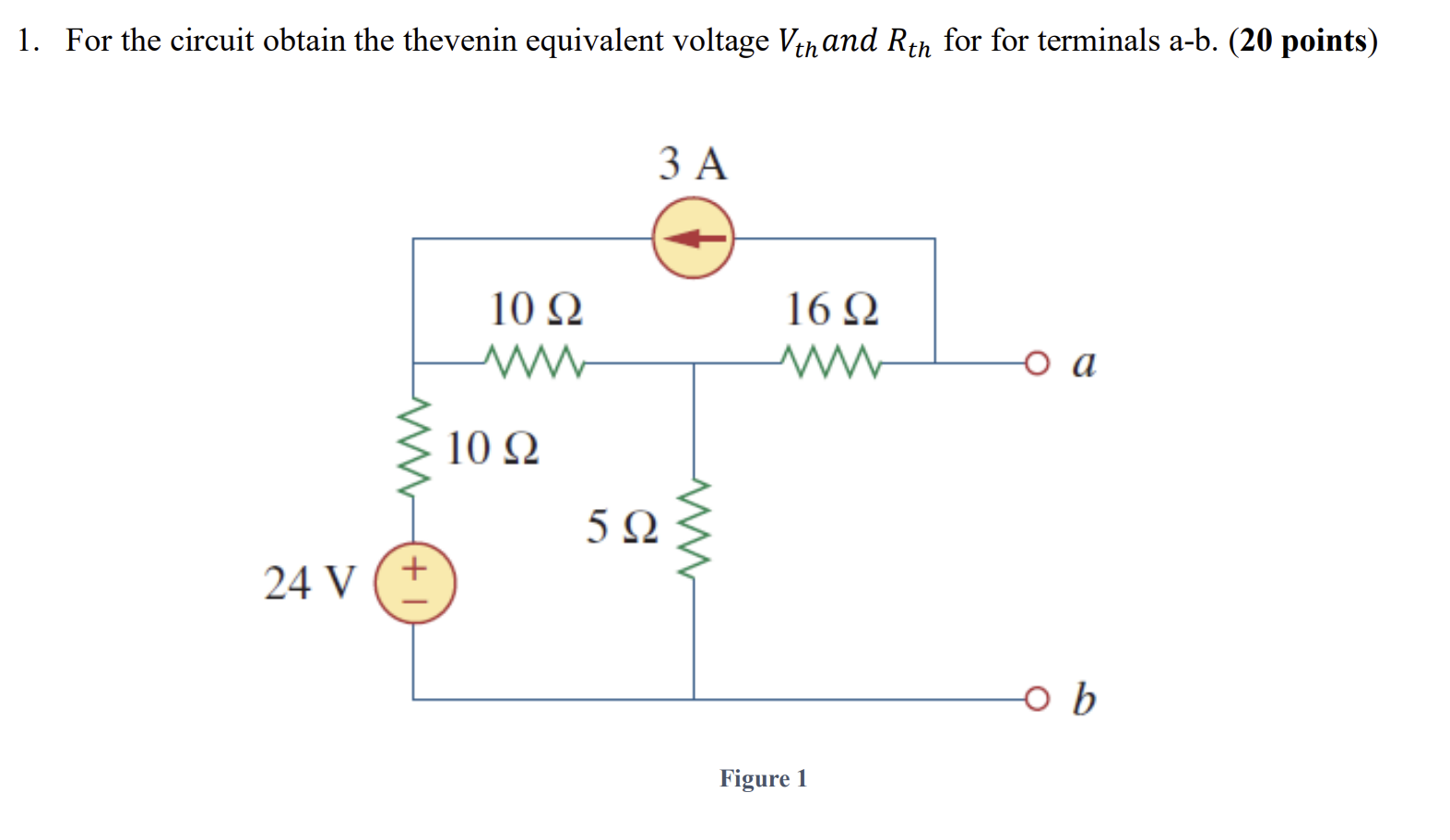 Solved 1. For the circuit obtain the thevenin equivalent | Chegg.com