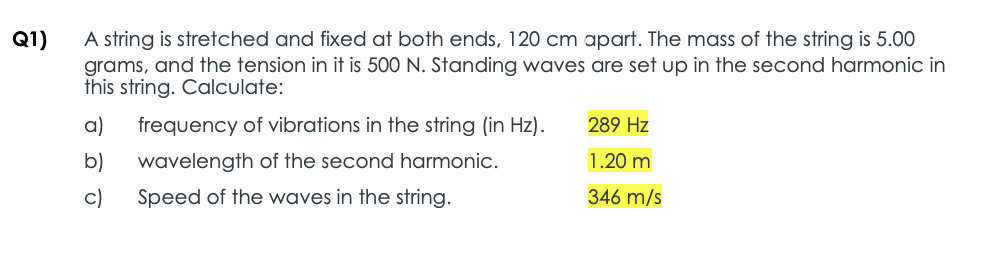Solved Q1) ﻿A string is stretched and fixed at both ends, | Chegg.com