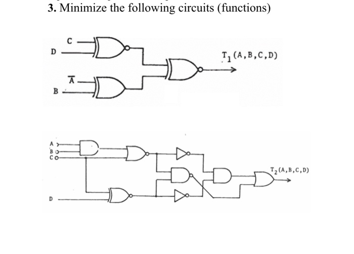 Solved 3. Minimize the following circuits (functions) T1 CA, | Chegg.com