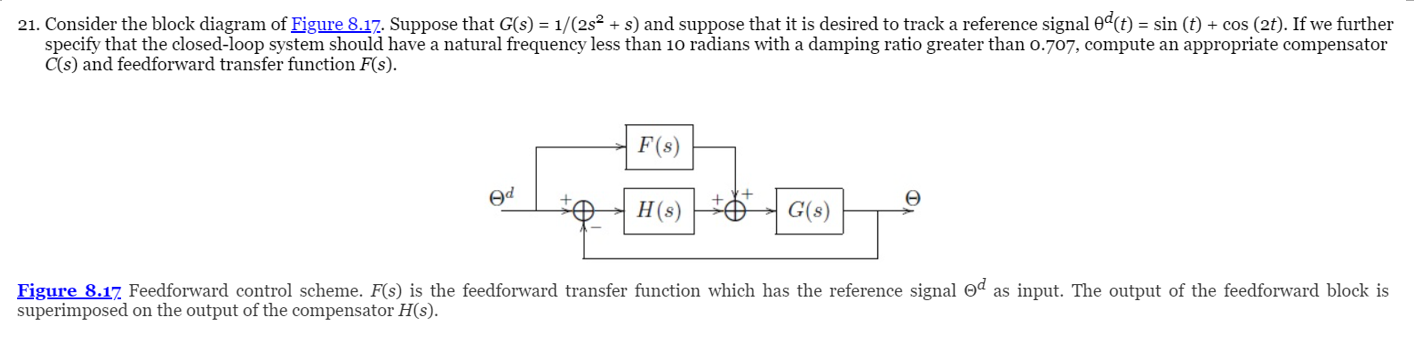 Solved 21. Consider the block diagram of Figure 8.17. | Chegg.com