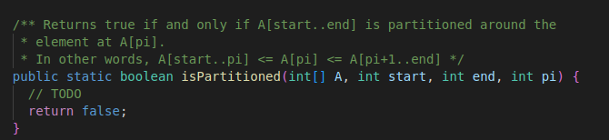 Solved /** Returns true if and only if A[start...end] is | Chegg.com