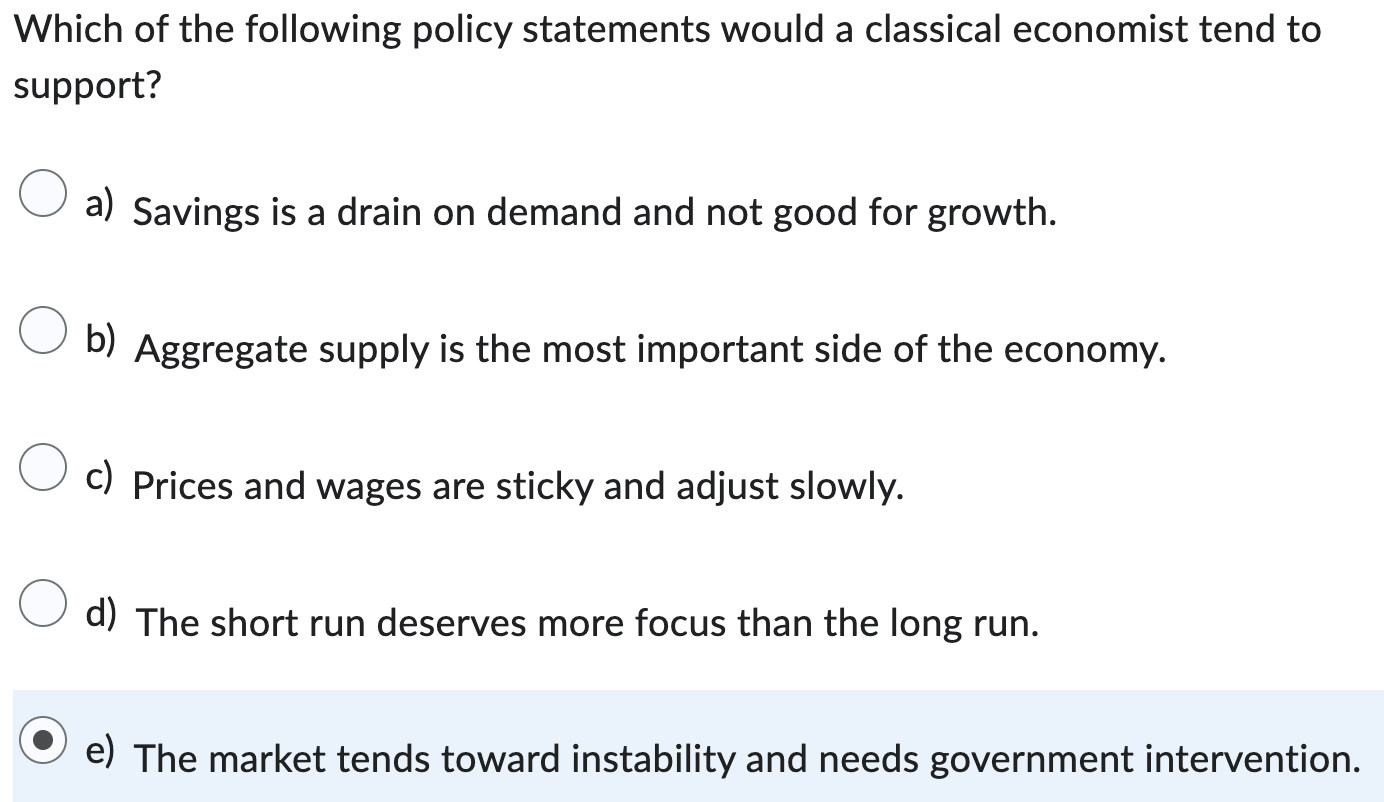 Solved Which of the following policy statements would a | Chegg.com