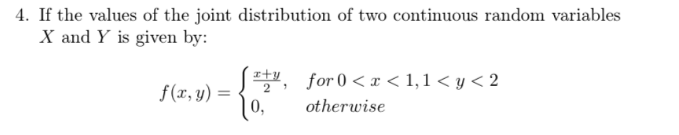 Solved 4. If the values of the joint distribution of two | Chegg.com