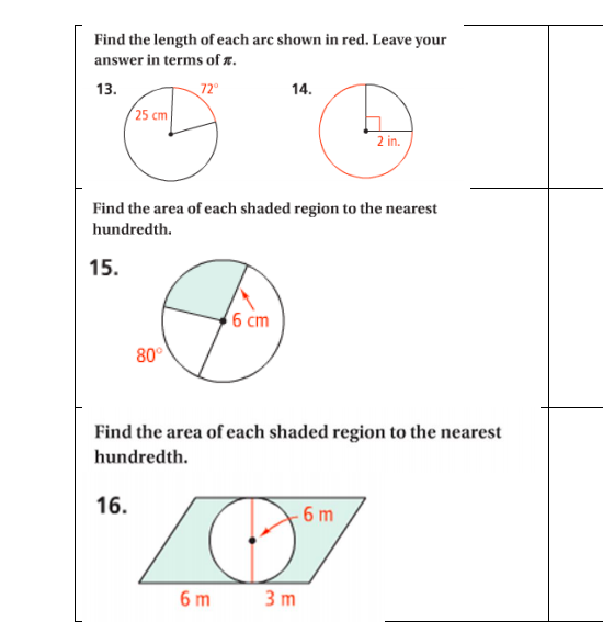 Solved Find the length of each are shown in red. Leave your | Chegg.com