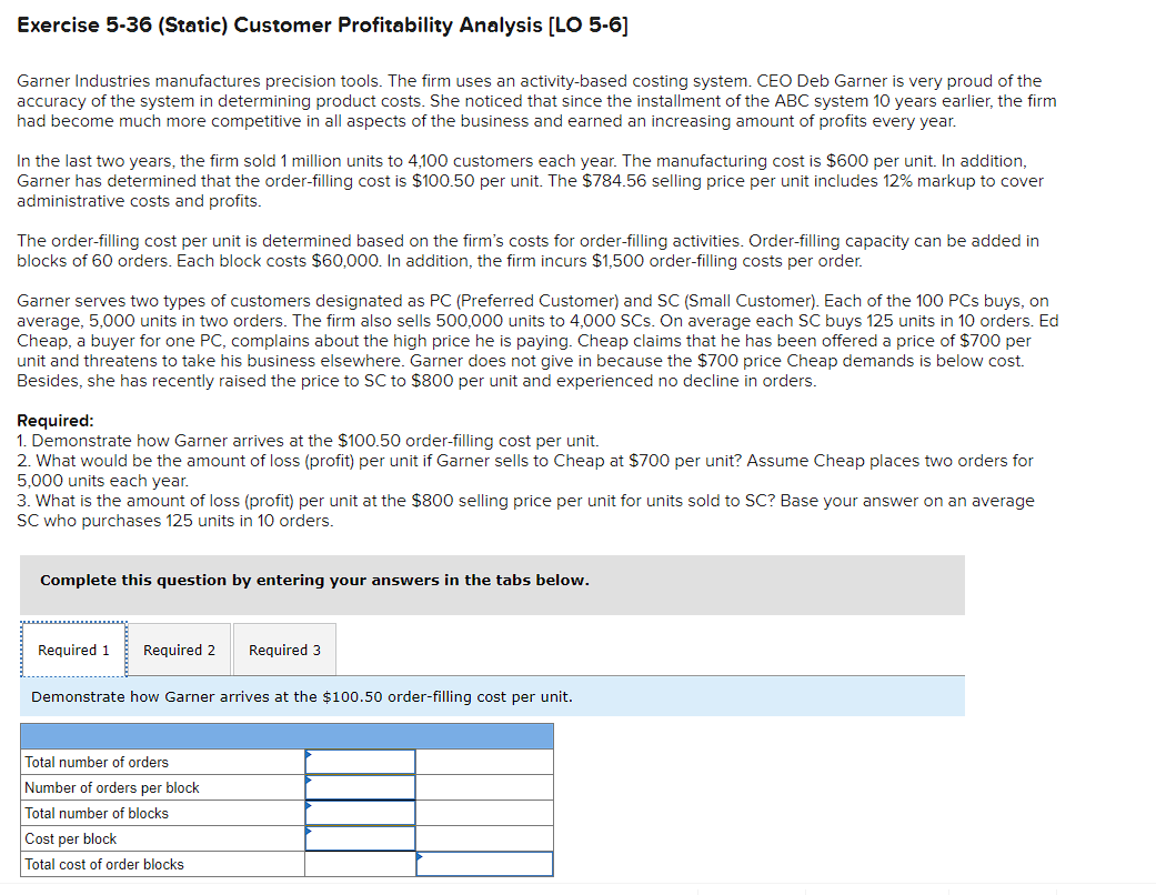 Solved Exercise 5-36 (Static) Customer Profitability | Chegg.com