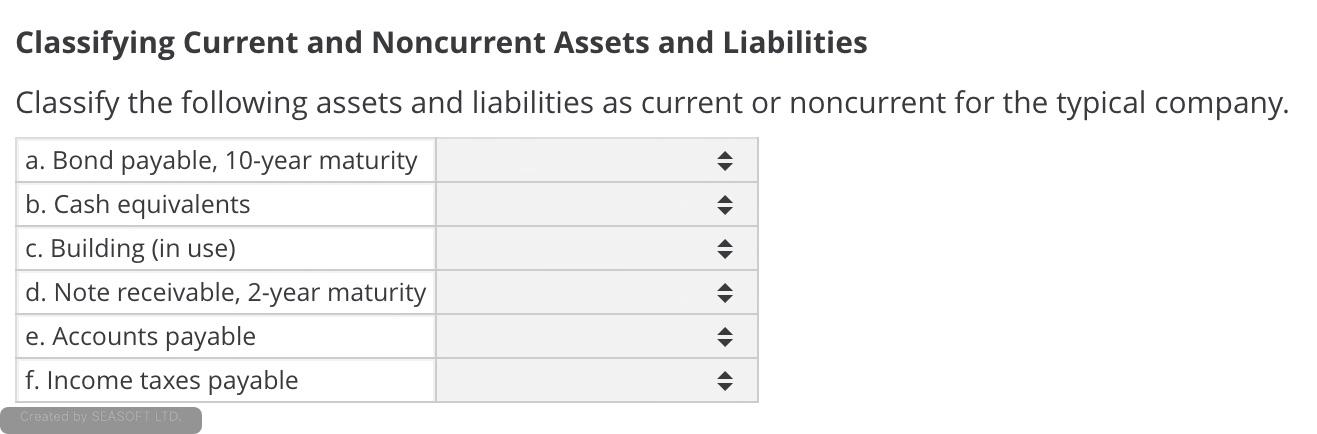 Solved Classifying Current and Noncurrent Assets and | Chegg.com