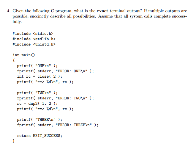 Solved 4. Given the following C program, what is the exact | Chegg.com