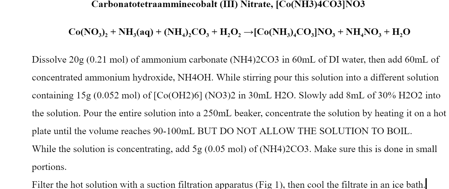Solved Co(NO3)2 + NH3(aq) + (NH4)2CO3 + H2O2 | Chegg.com