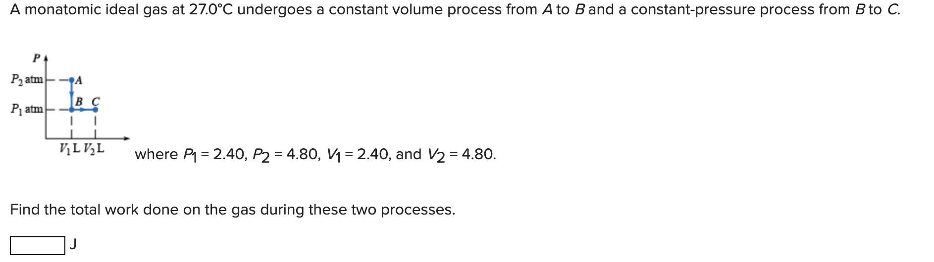 Solved A monatomic ideal gas at 27.0°C ﻿undergoes a constant | Chegg.com